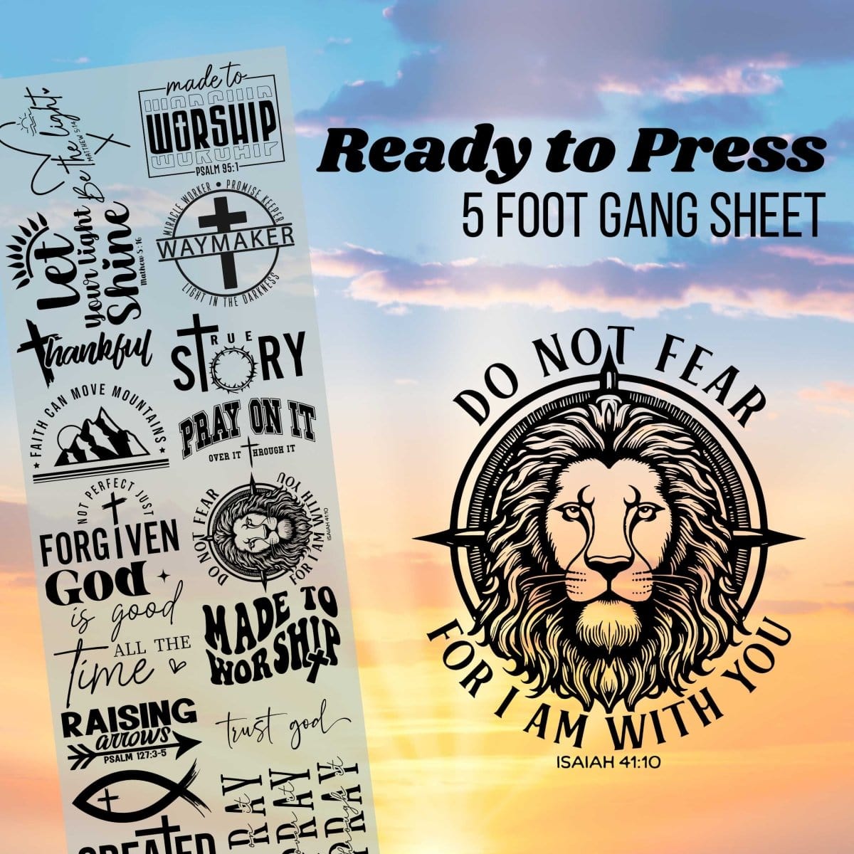 Christian Pre-made 5 Foot (22x60) DTF Gang Sheet Armor Ink