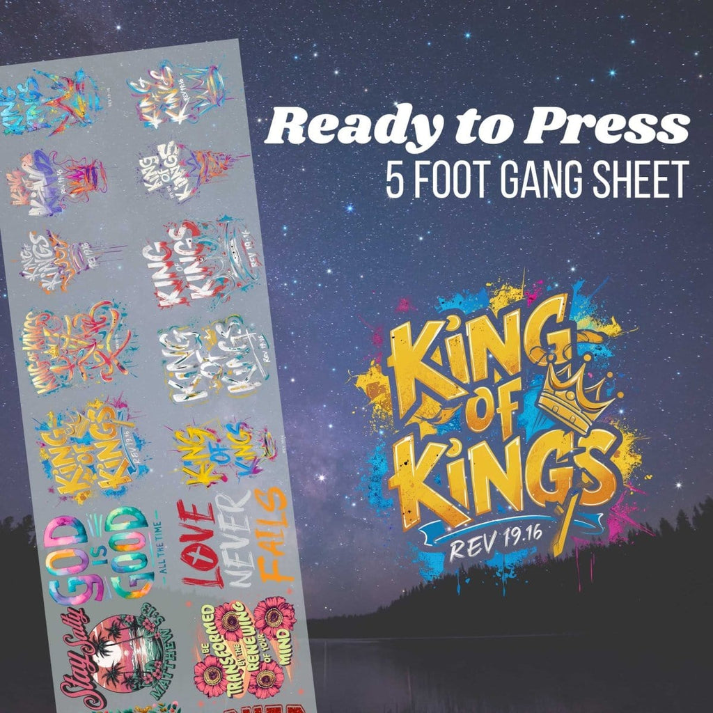 King of Kings Pre-made 5 Foot (22x60) DTF Gang Sheet Armor Ink