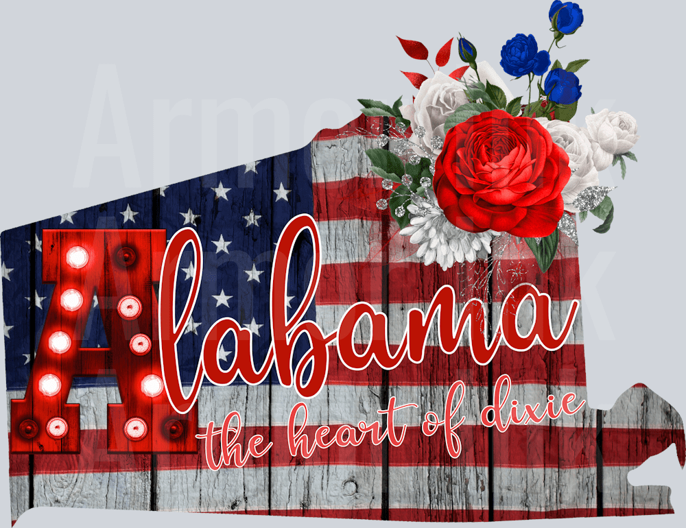 Heart Of Dixie American Flag - Alabama Pride Decor