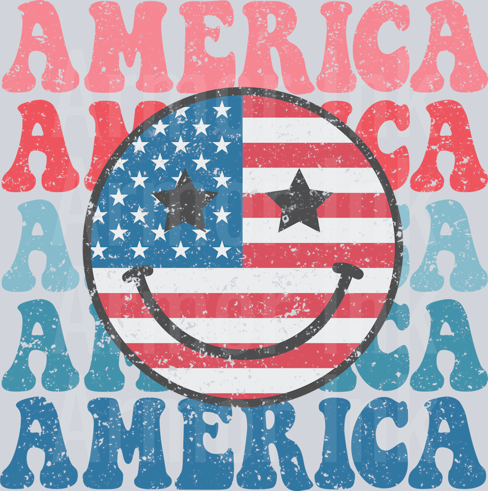 America Smiley Face Retro Armor Ink