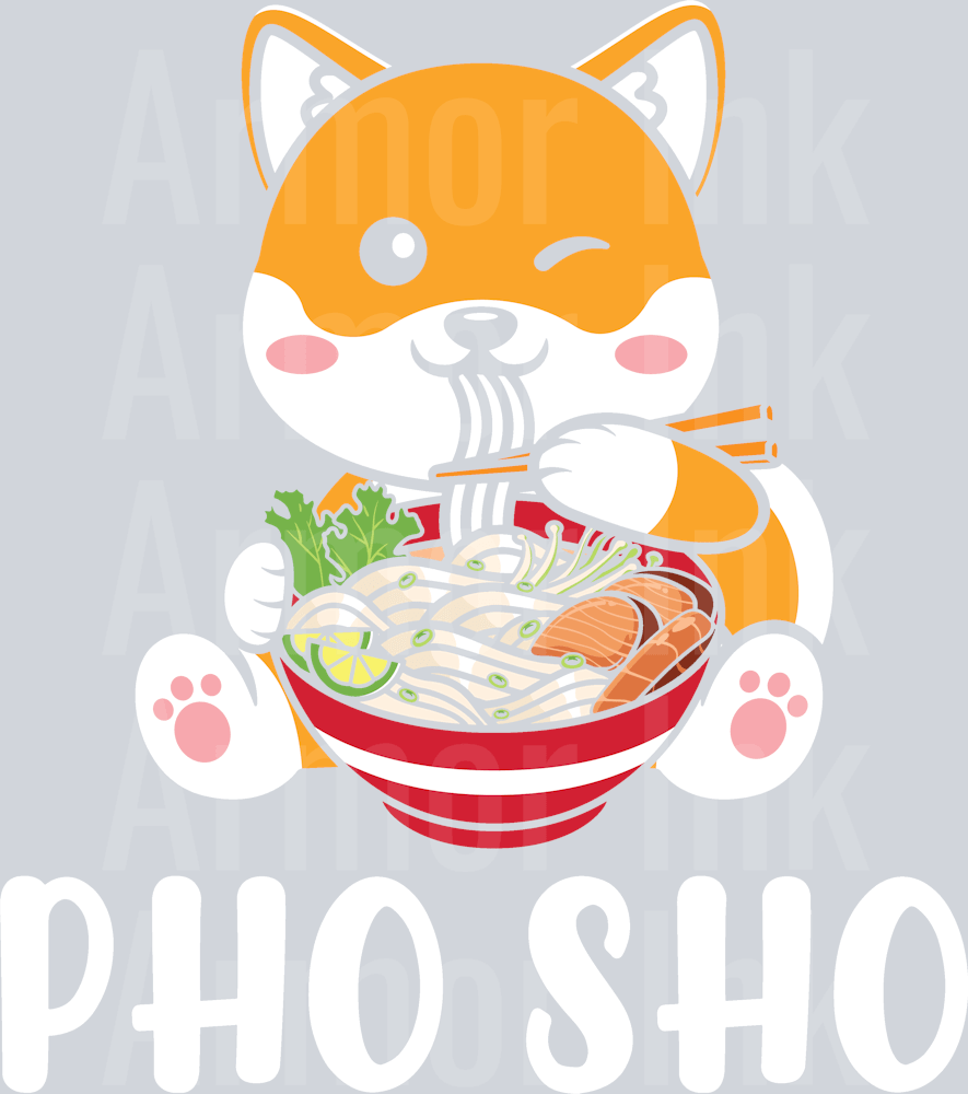 Eating Shiba Inu Pho - Cute Dog Art Print