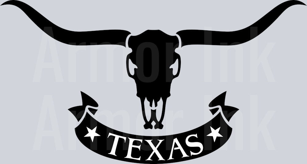 Texas Design with Longhorn Head Skull Armor Ink